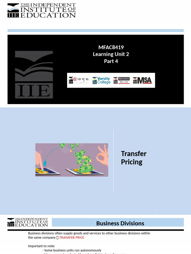 LU 2 P4 - Transfer Pricing | PDF | Profit (Economics) | Marginal Cost