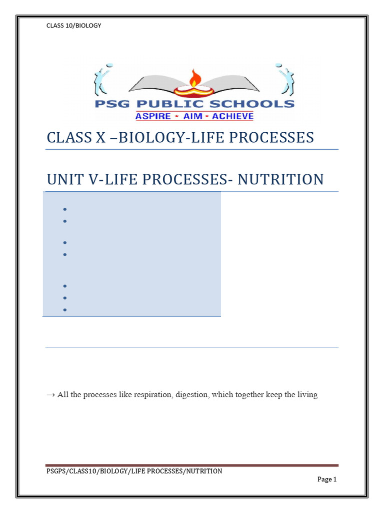 1.Class 10 Life Processes Nutrition | PDF | Photosynthesis | Nutrition