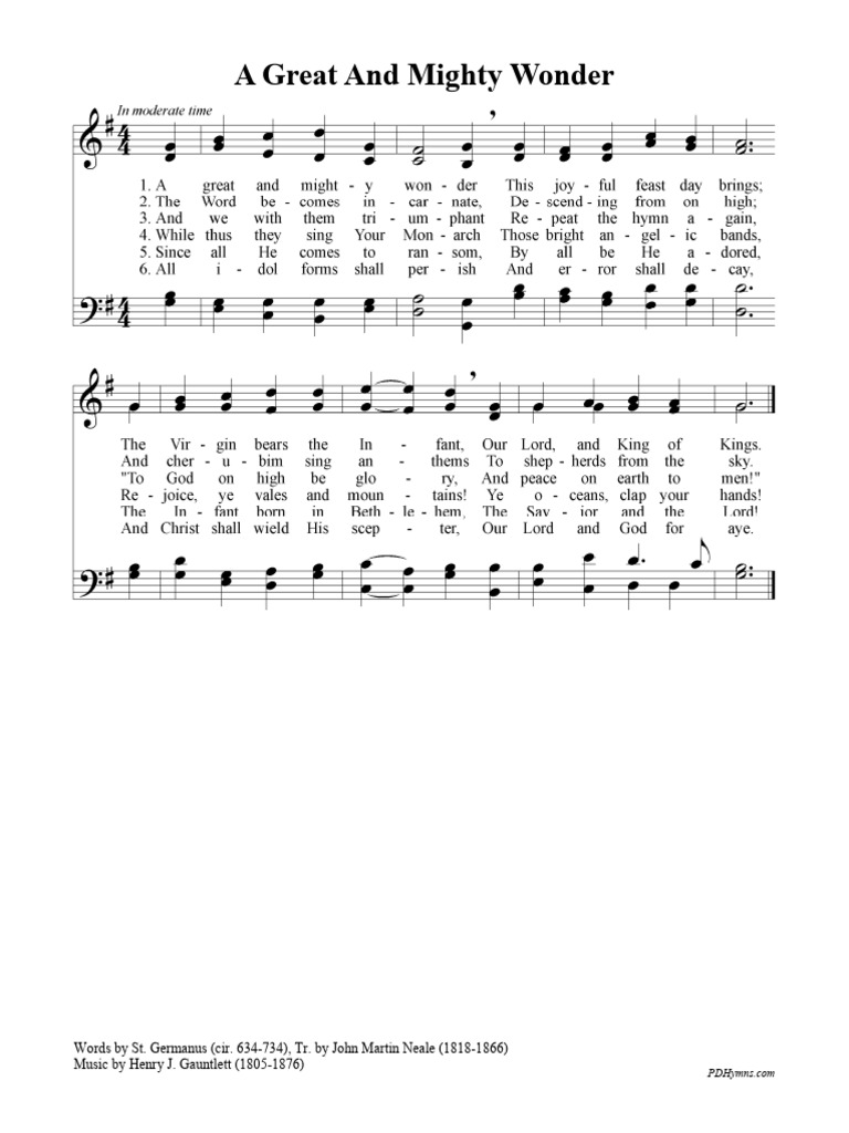 A Great And Mighty Wonder Hymn | PDF