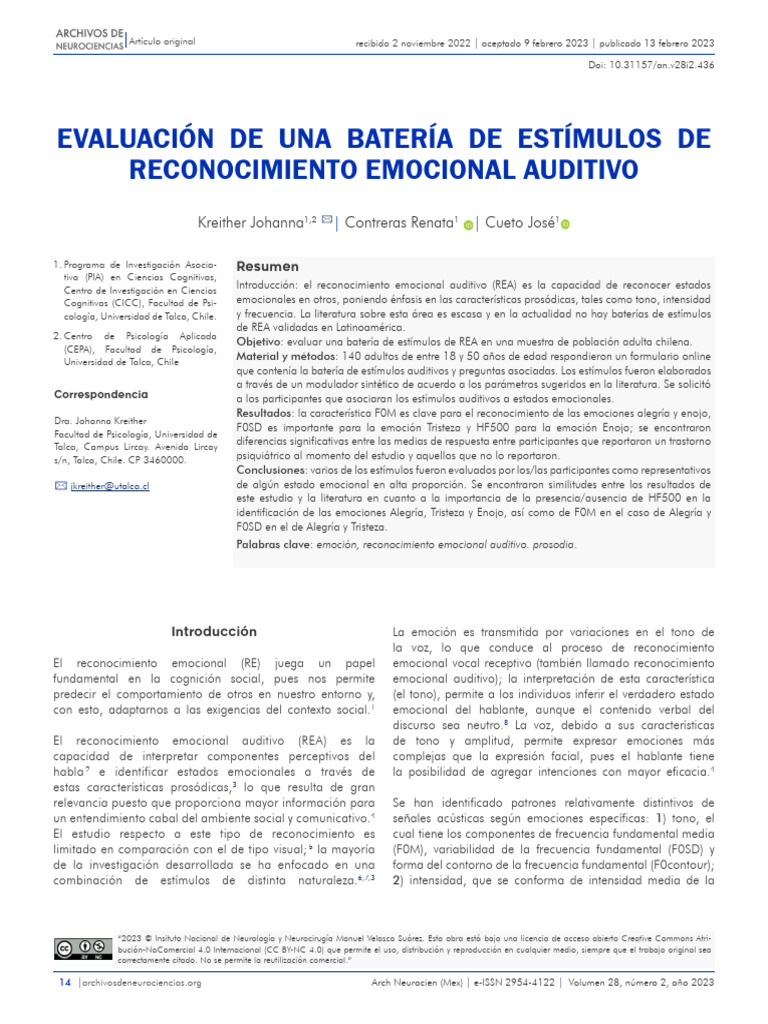 Bateria de Estim Audit - SUPER UTIL | PDF | Las emociones | Sonido