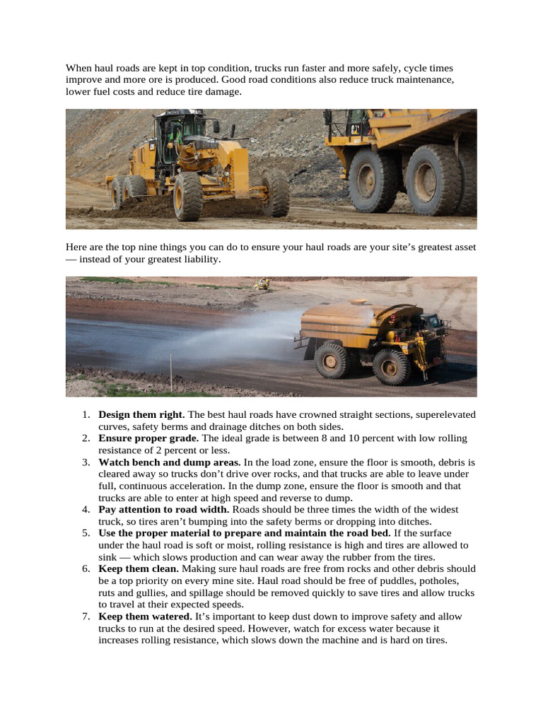 Haul Road Optimization Tips | PDF | Road | Truck