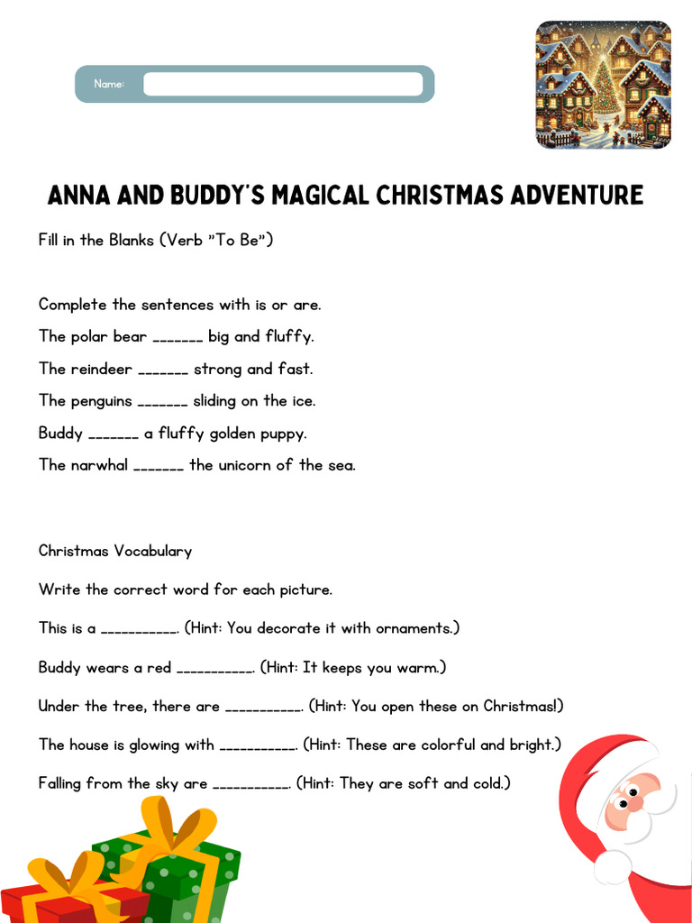 Christmas Adventure Fill-in-the-Blanks Activity | PDF