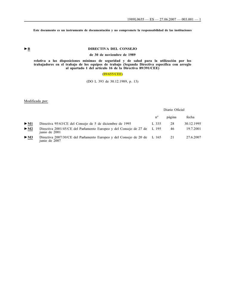 Directiva 89-655-CEE | PDF | Comunidad Económica Europea | Escalera