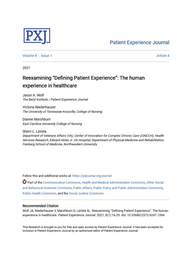 Ab Reexamining - Defining Patient Experience | PDF | Health Care ...