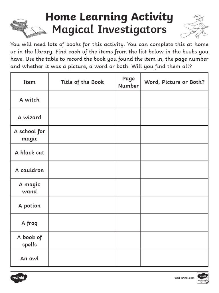 Home Learning Activity Magical Investigators | PDF