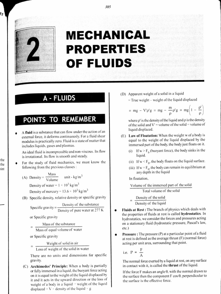 Mechanical Properties of Fluids | PDF | Pressure | Pressure Measurement