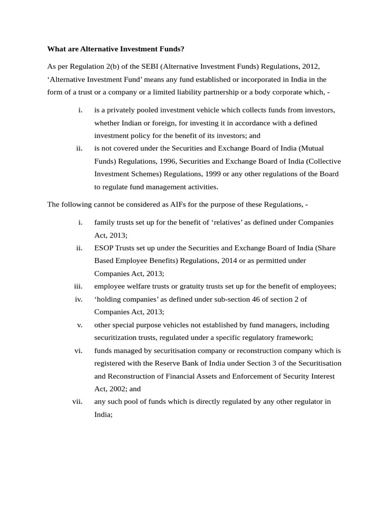 AIF (Research Note) - SEBI (AIF) Regulations and Master Circular (7th ...