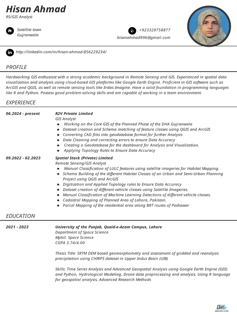 Hisan_Ahmad_CV (5) | PDF | Geographic Information System | Arc Gis