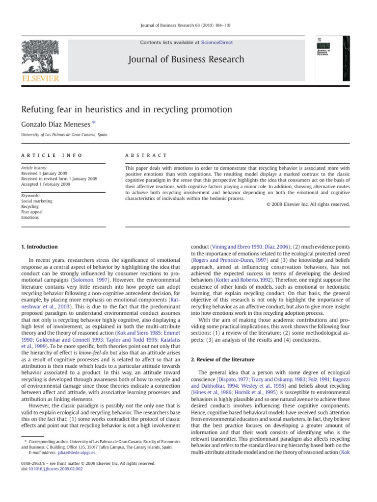 Emotional Impact on Recycling Behavior | PDF | Emotions | Attitude ...