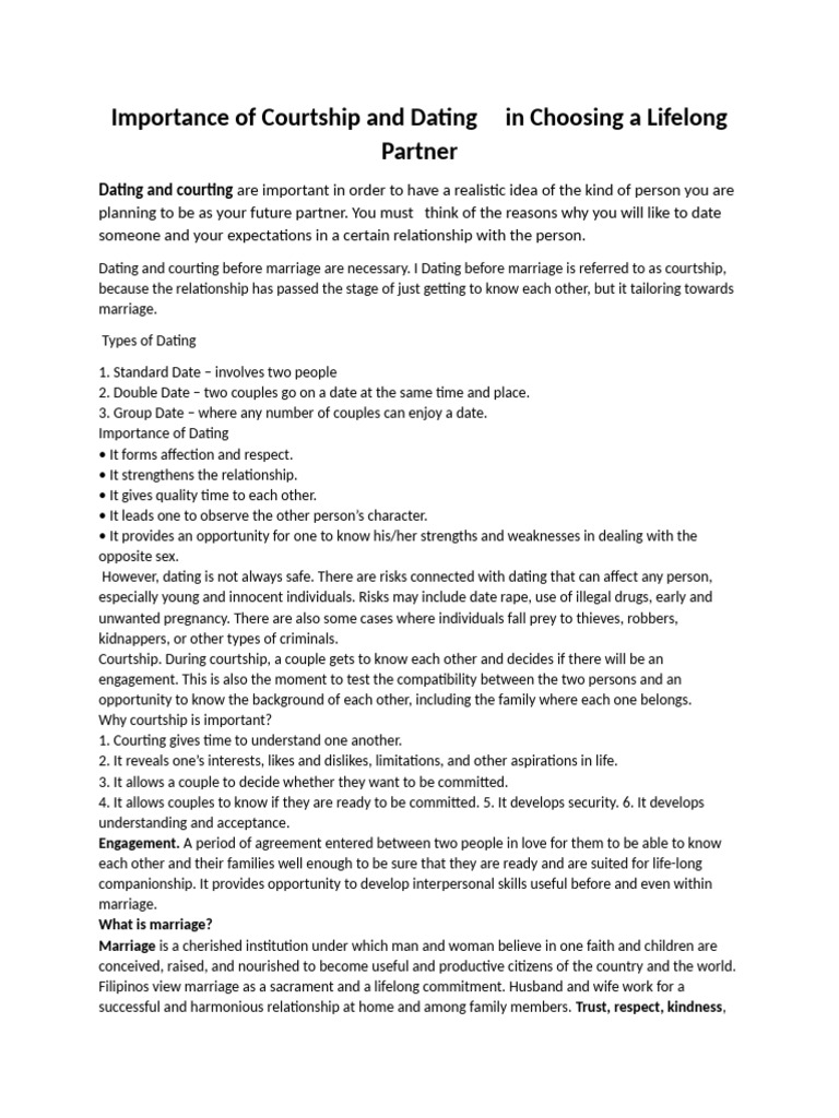 Courtship and Dating for Lifelong Partners | PDF | Courtship | Marriage