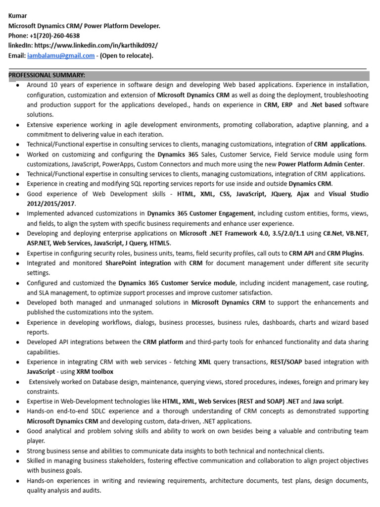 Microsoft Dynamics 365 Developer Profile | PDF | Customer Relationship Management | Microsoft ...