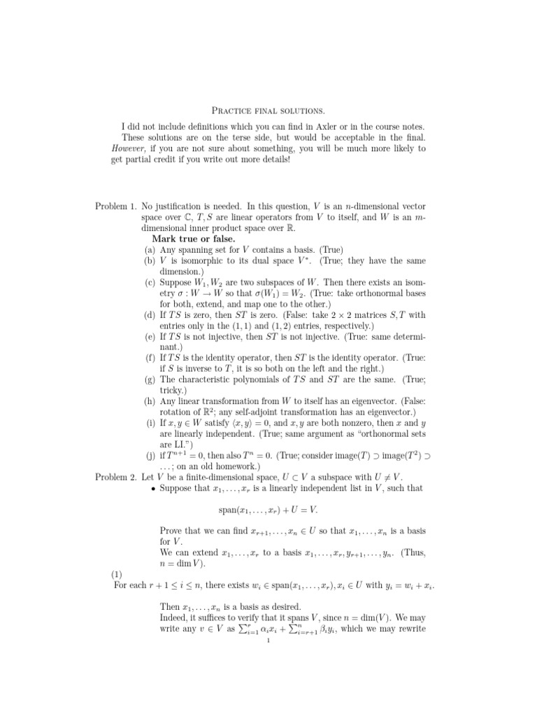 Pracsols | PDF | Eigenvalues And Eigenvectors | Linear Subspace