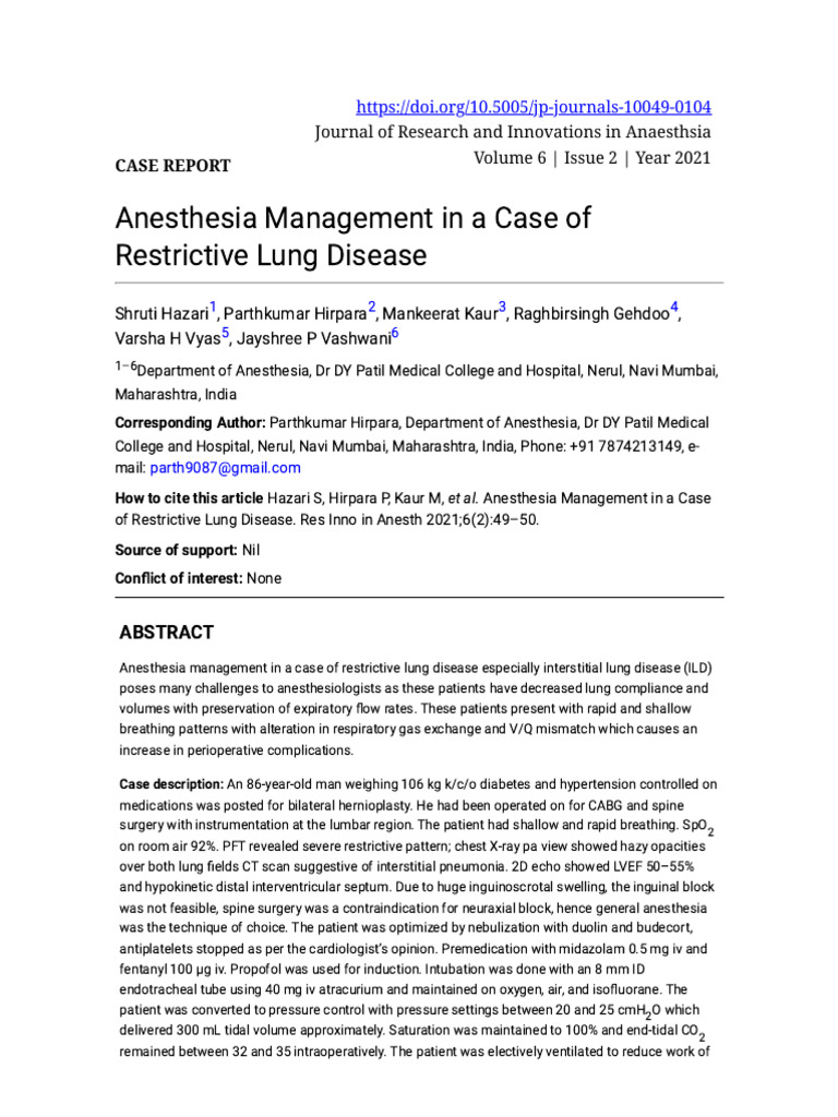 Restrictive Lung Disease 2 | PDF | Lung | Respiratory Diseases