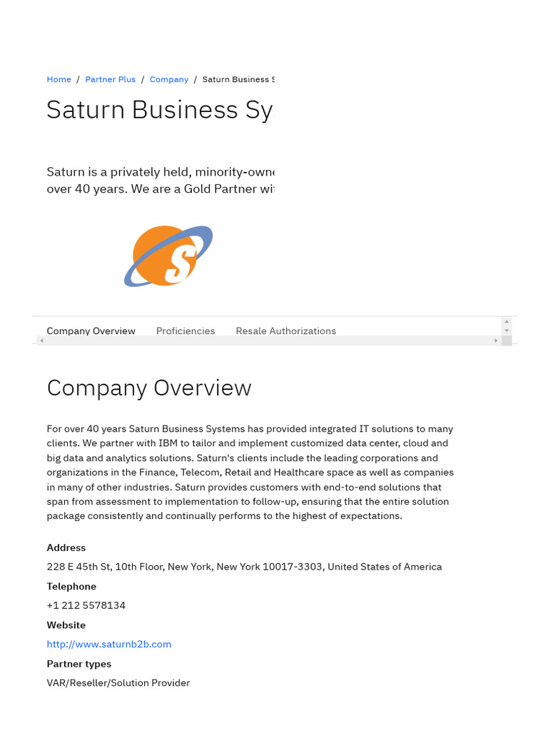 Saturn Business Systems Overview | PDF | Cloud Computing | Ibm Db2