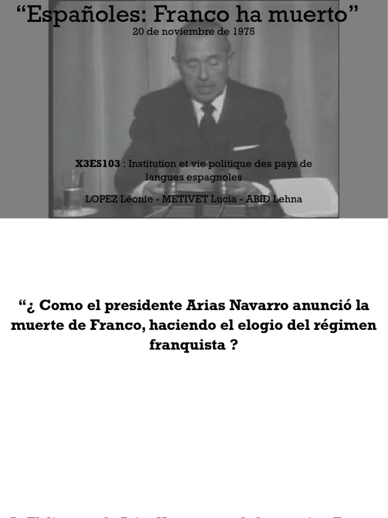 Discurso de Arias Navarro: Franco ha muerto | PDF | Francisco franco