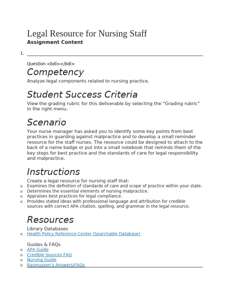 Nursing Legal Compliance Guide | PDF