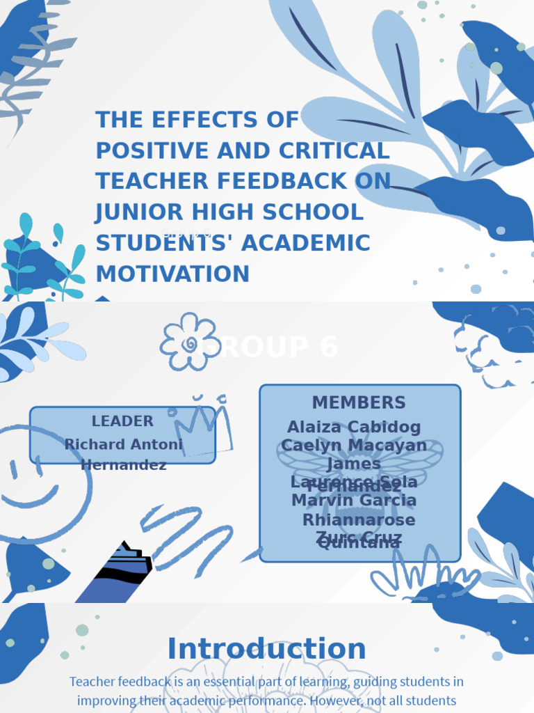 The Effects of Positive and Critical Teacher Feedback On Junior High ...