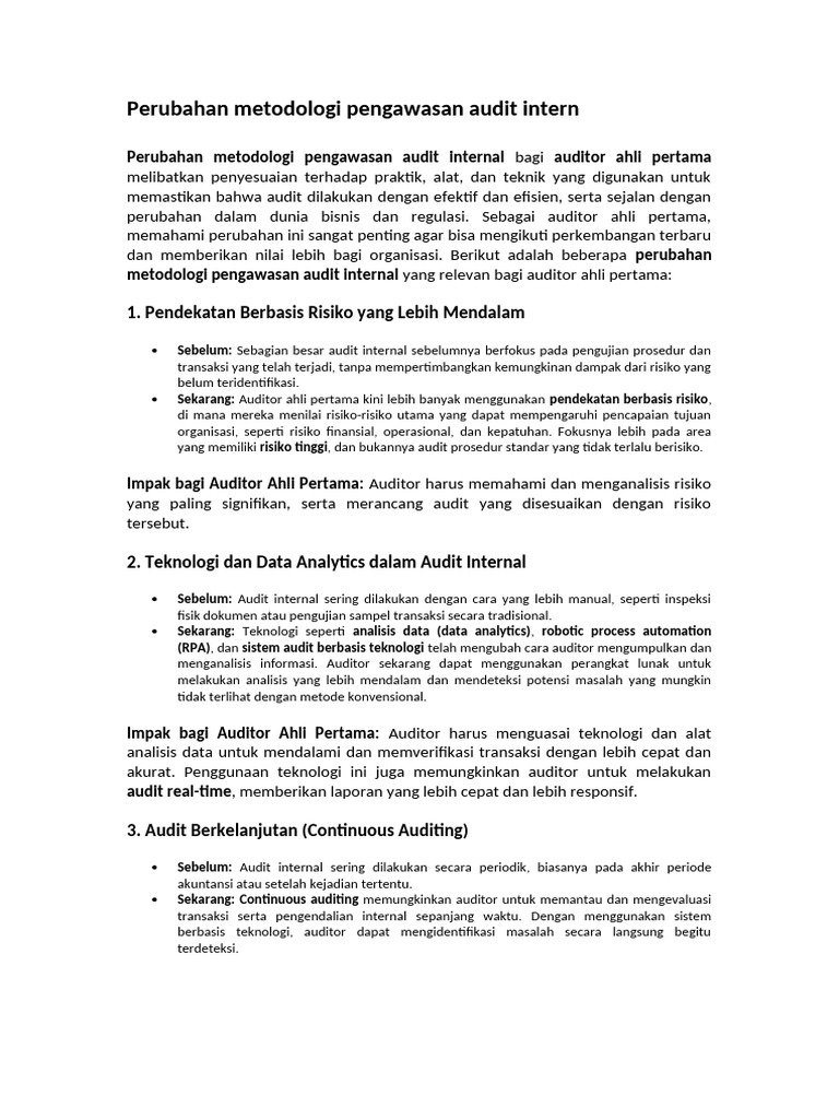 Perubahan Metodologi Pengawasan Audit Intern | PDF