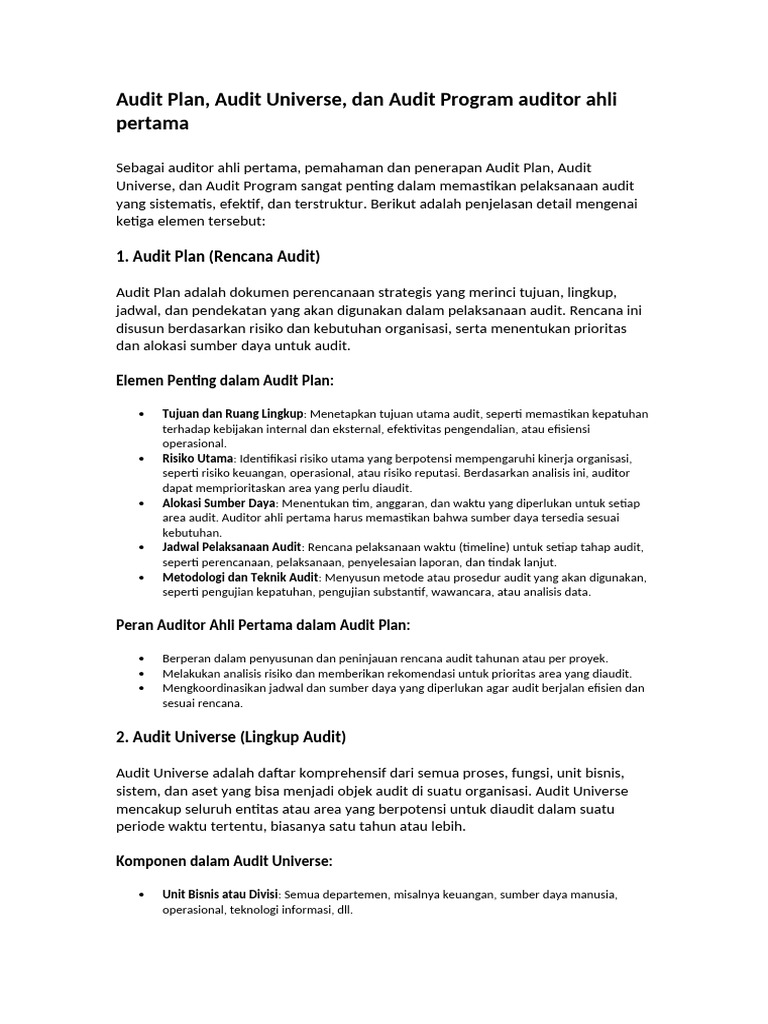 Panduan Audit untuk Auditor Ahli | PDF