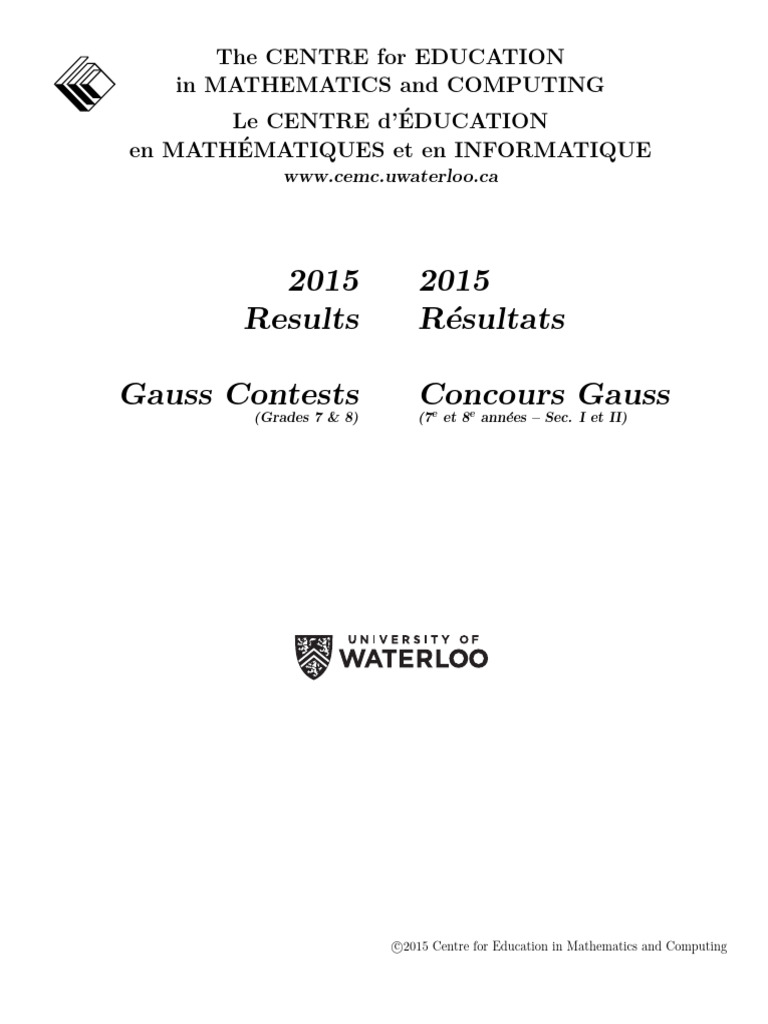 2015 Gauss Contest Results (Grades 7-8) | PDF | Schools