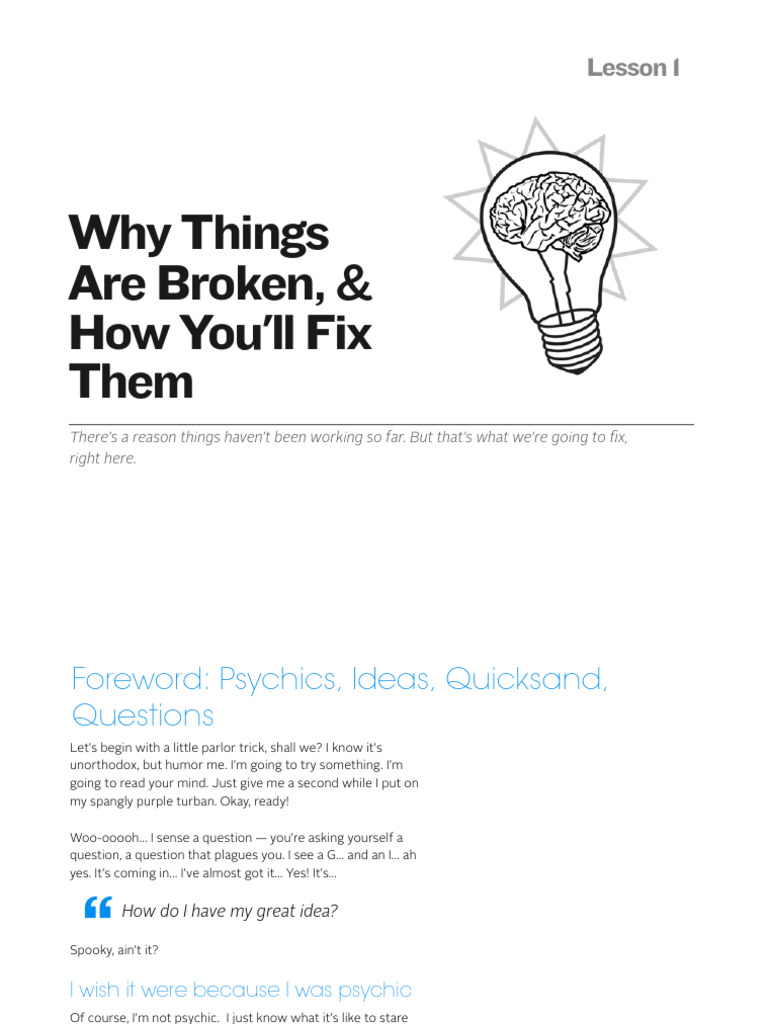 Lesson 1 - Why Things Are Broken | PDF