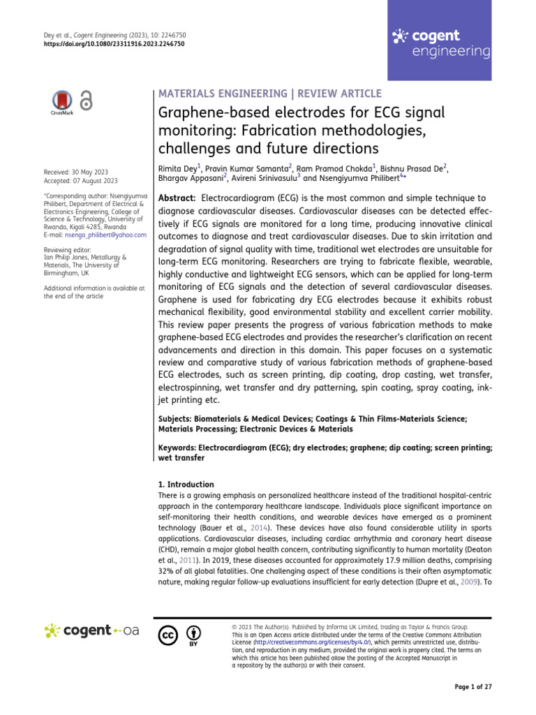 Graphene ECG Electrodes: Methods & Challenges | PDF | Graphene | Carbon