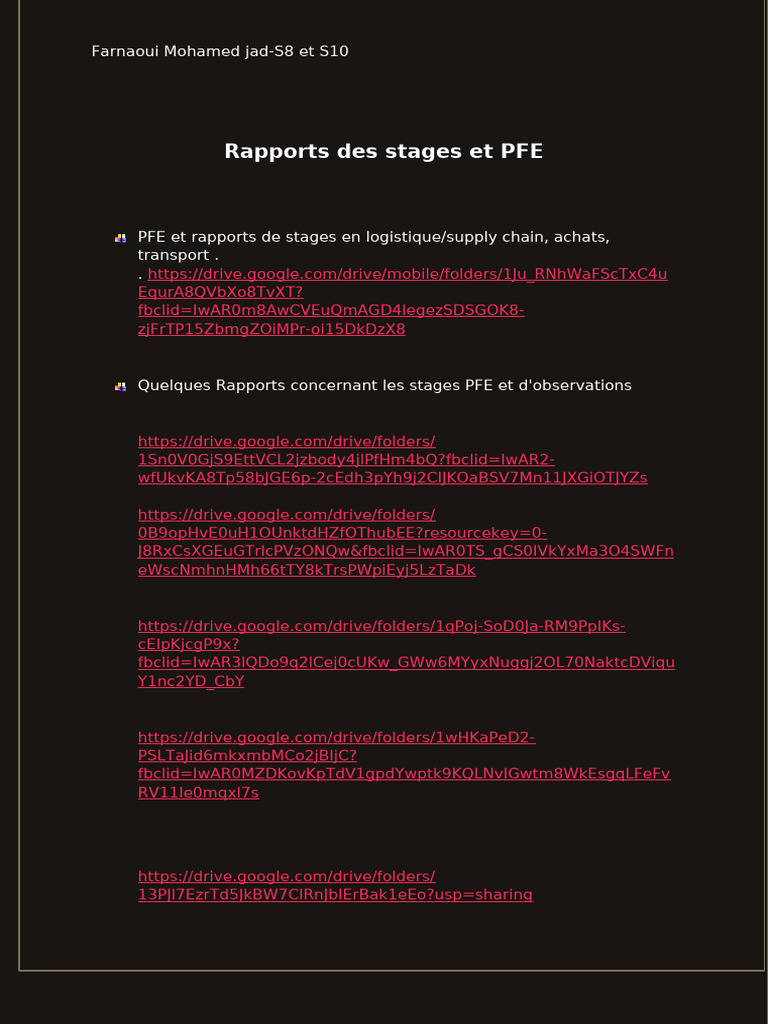 Rapports Des Stages Et PFE - Farnaoui Jad | PDF