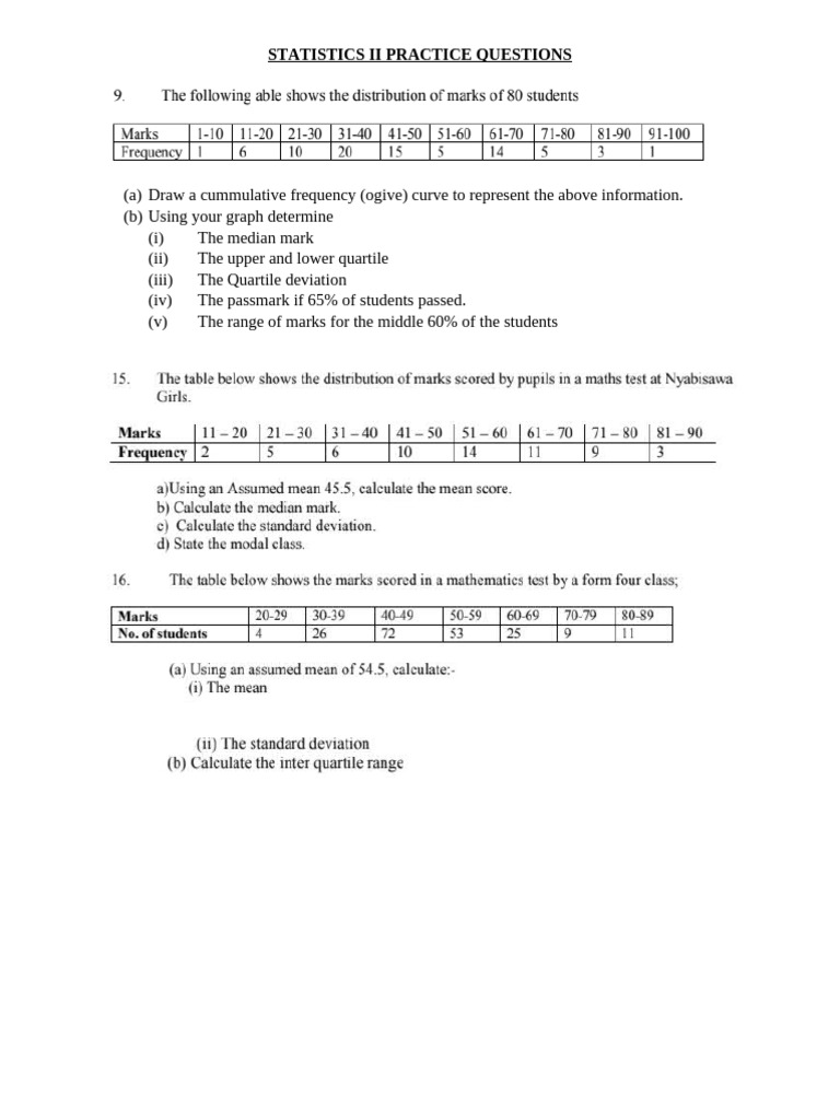 Statistics II Practice Questions | PDF