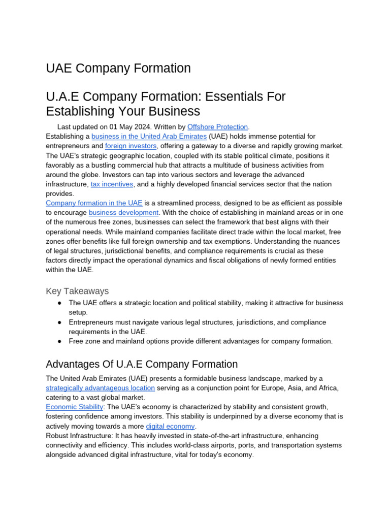 UAE Company Formation | PDF | United Arab Emirates | Travel Visa