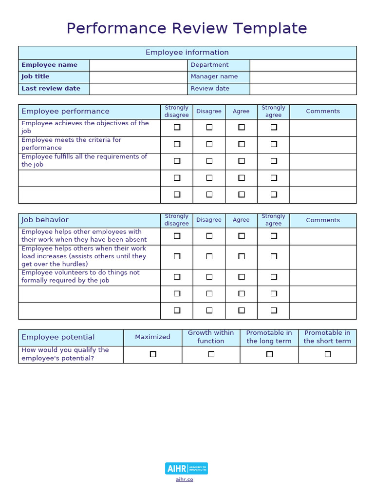 Performance Review Template | PDF