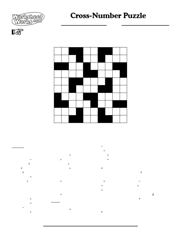 WorksheetWorks CrossNumber Puzzle 1 | PDF