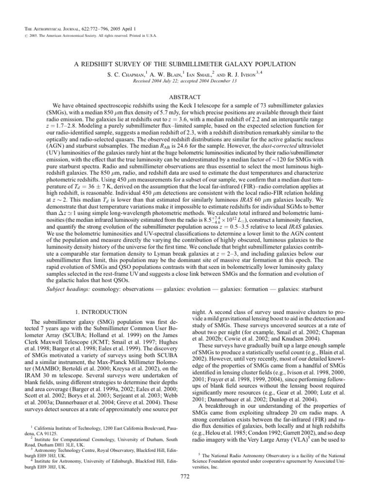 Chapman et al. - 2005 - A Redshift Survey of the Submillimeter Galaxy ...