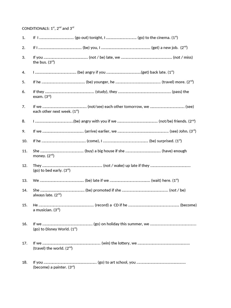CONDITIONALS 1st - 2nd - 3rd | PDF