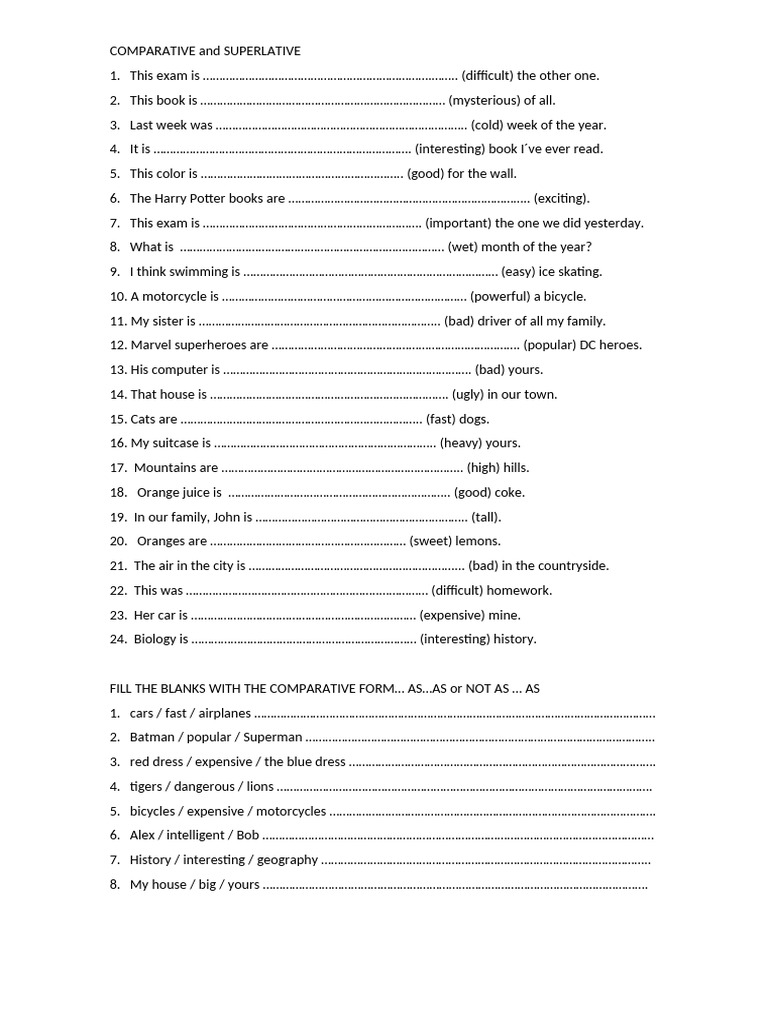 COMPARATIVE and SUPERLATIVE | PDF
