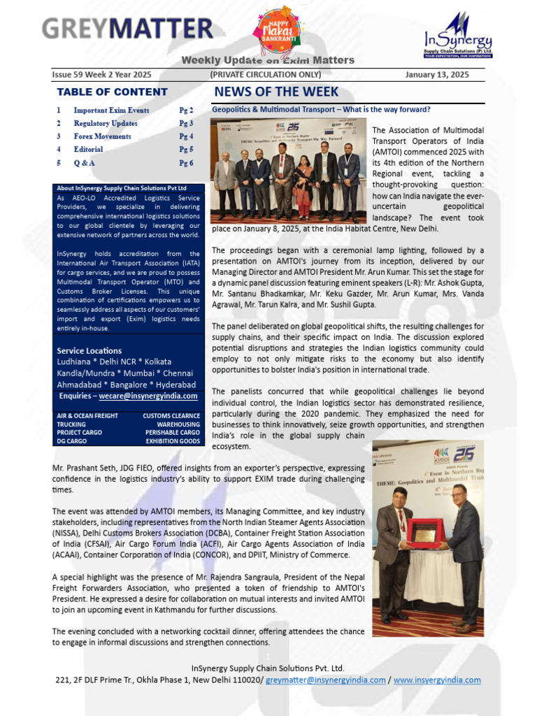 GREY-MATTER (Issue-59 Week 2) 13-01-2025 | PDF | Transport | Customs