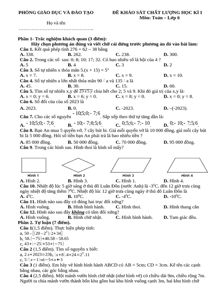 Đề CK1 4 - T6 | PDF