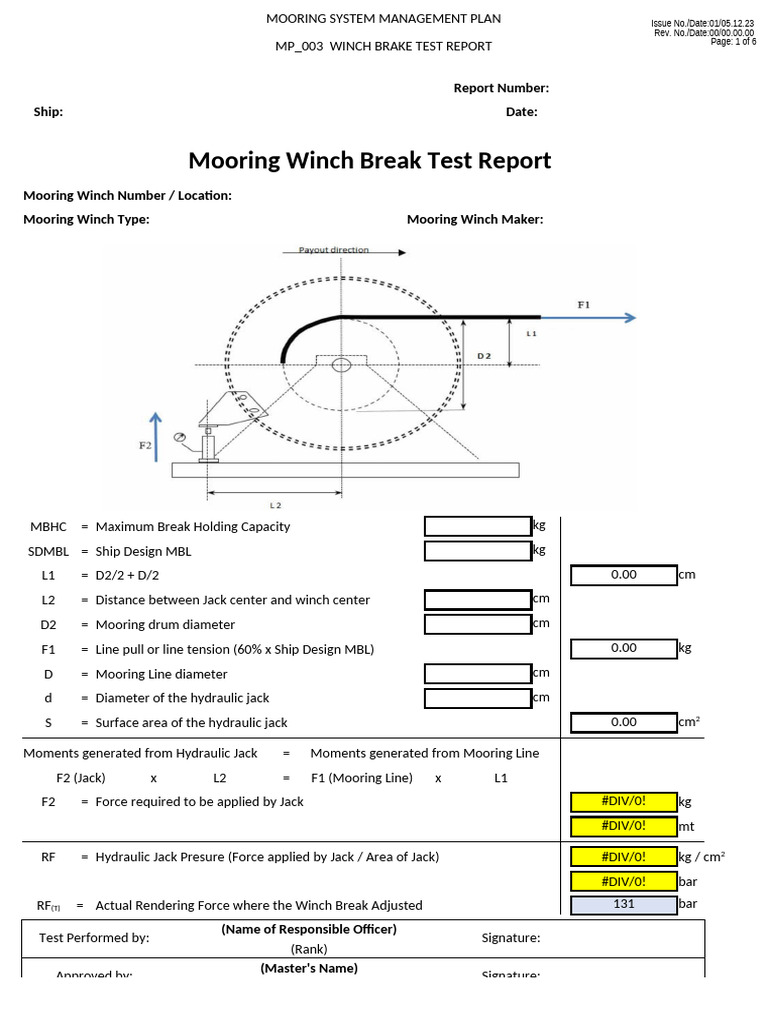 Mooring Winch Brake Test Report | PDF | Vehicles