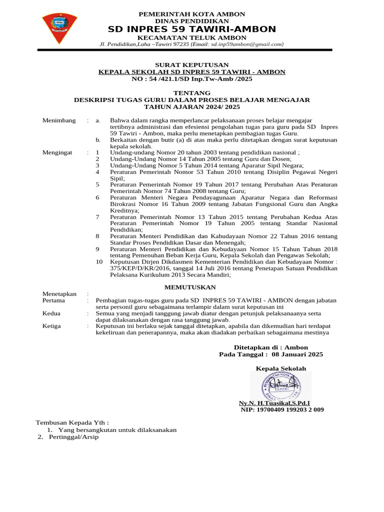 sk beban mengajar 2025 | PDF