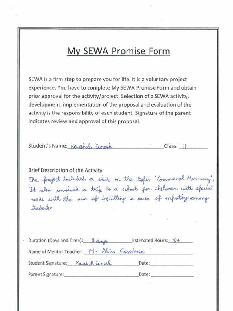 SEWA Activity | PDF