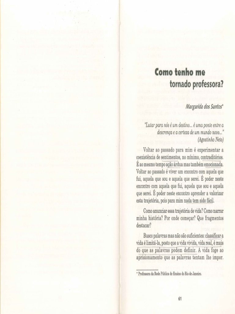 Como Tenho Me Tornado Professora - Margarida Dos Santos | PDF