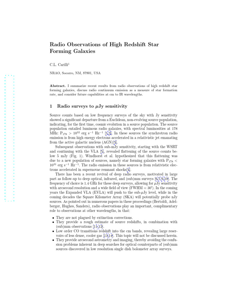Carilli - 2002 - Radio Observations of High Redshift Star Forming ...