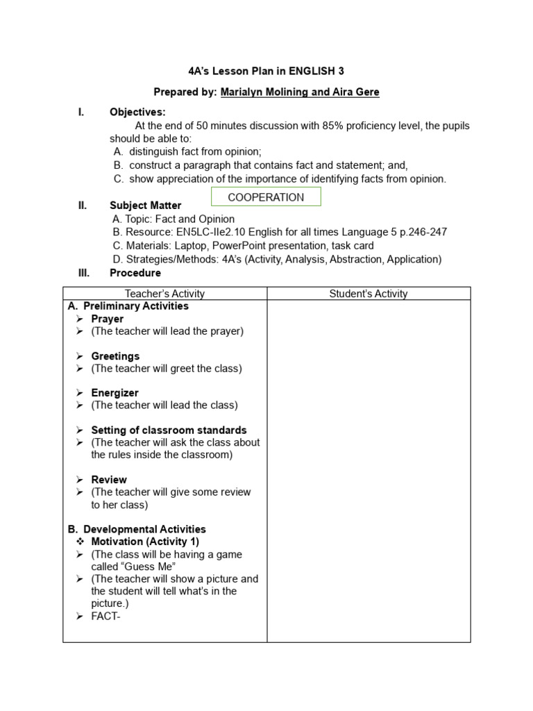 Detailed Lesson Plan in English | PDF | Teachers | Lesson Plan