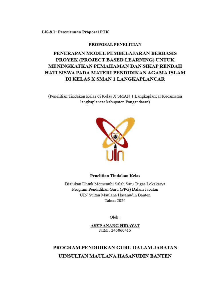 LK.8 Proposal PTK | PDF