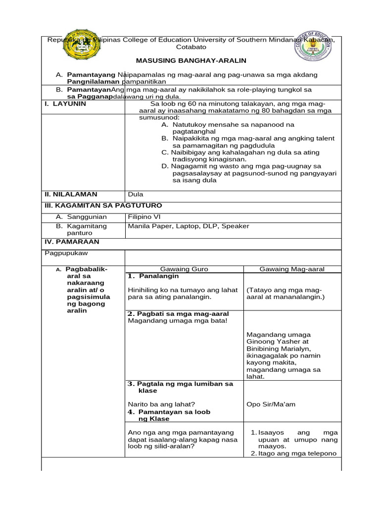 Dula Lesson Plan | PDF