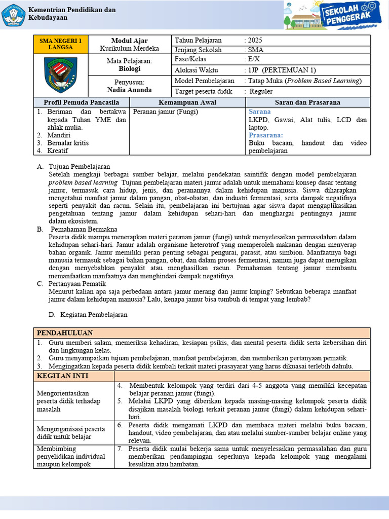 Tanda Tangan di Modul Ajar Fungi | PDF