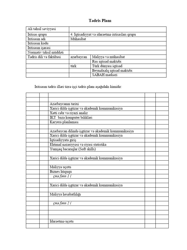 Muhasibat Tedris Plani-350972 | PDF