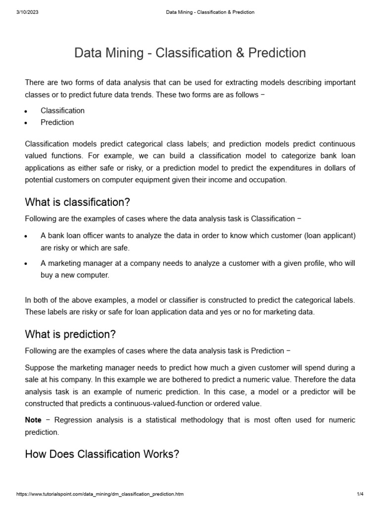 9 Data Mining - Classification & Prediction | PDF | Statistical Classification | Prediction