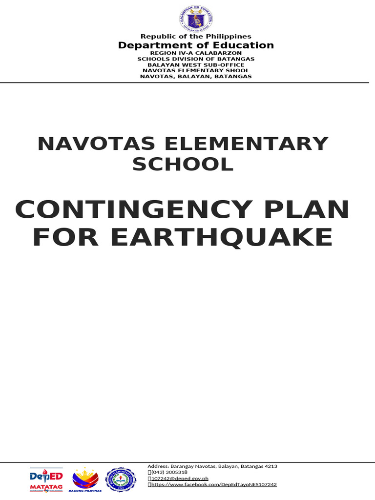 Earthquake Contingency Plan | PDF | Emergency Management | Earthquakes