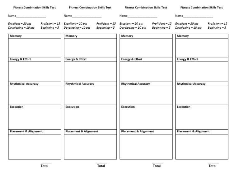 Fitness_Combo_Skills_Test_Rubric | PDF