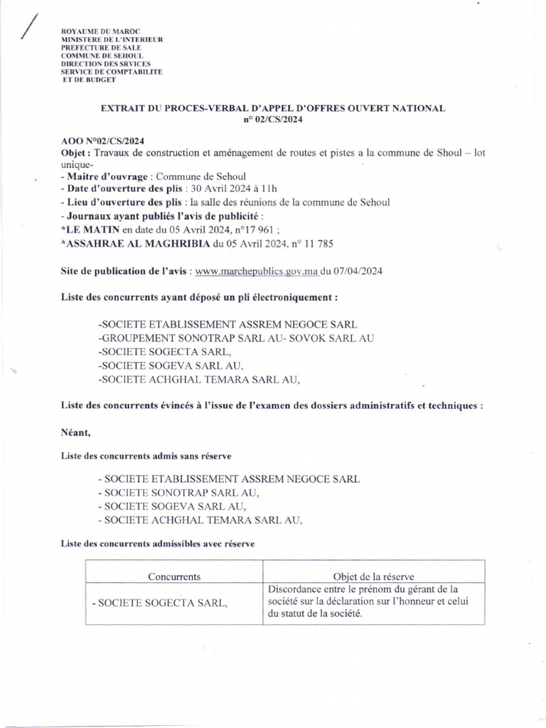 Extrait Pv Aoo2 | PDF